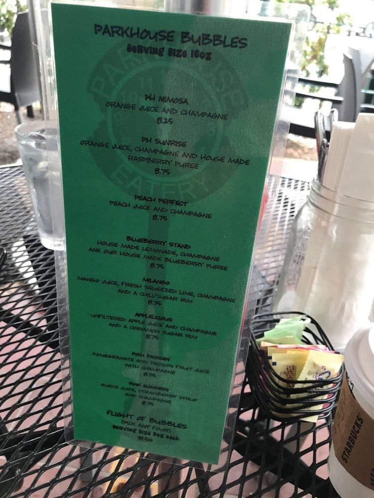 Menu at Parkhouse Eatery pub & bar, San Diego