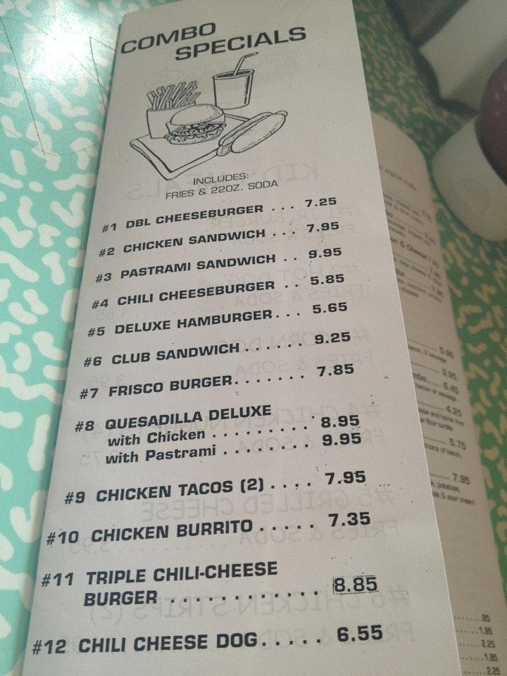 Menu at Tomboy's Famous Chiliburgers fast food, Hawthorne