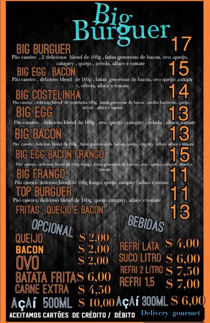 Menu at Big Burger pub & bar, Serra