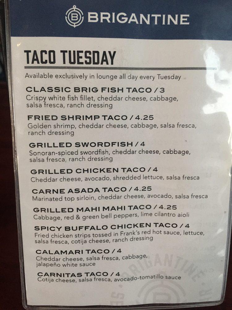 Menu at Brigantine Seafood & Oyster Bar, Del Mar, Camino Del Mar
