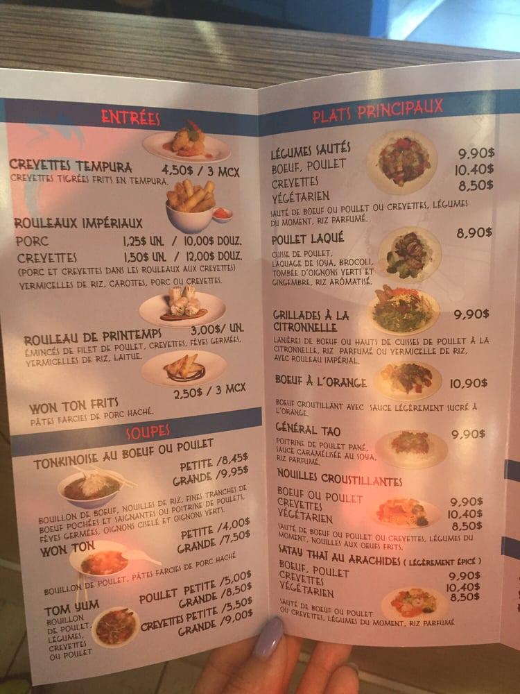 Menu at Pho Tonkinoise restaurant, Québec City