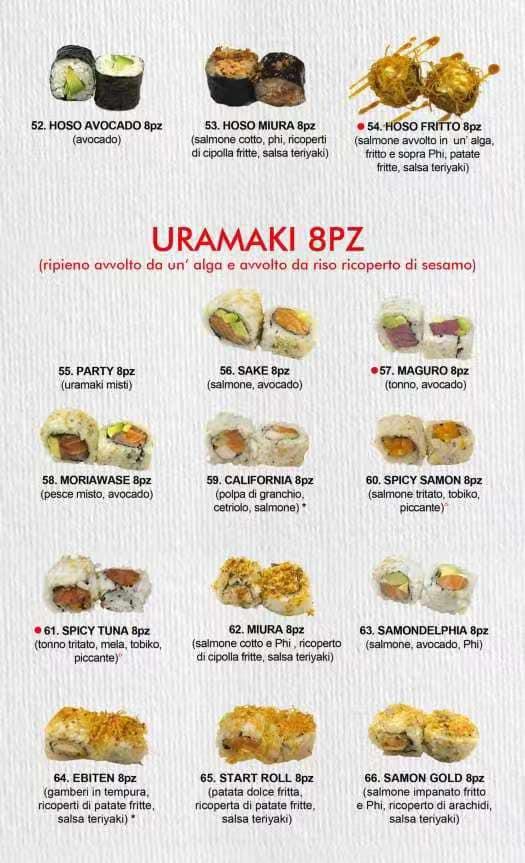 Menu at SHIRO SUSHI restaurant, Castelvetrano