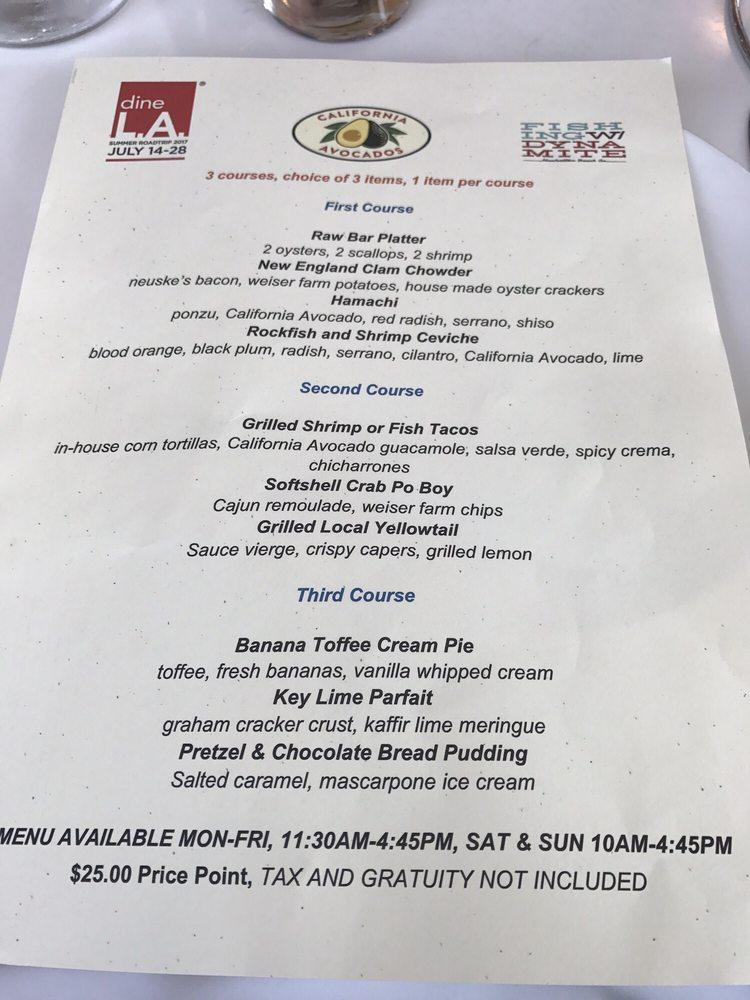 Menu at Fishing With Dynamite pub & bar, Manhattan Beach