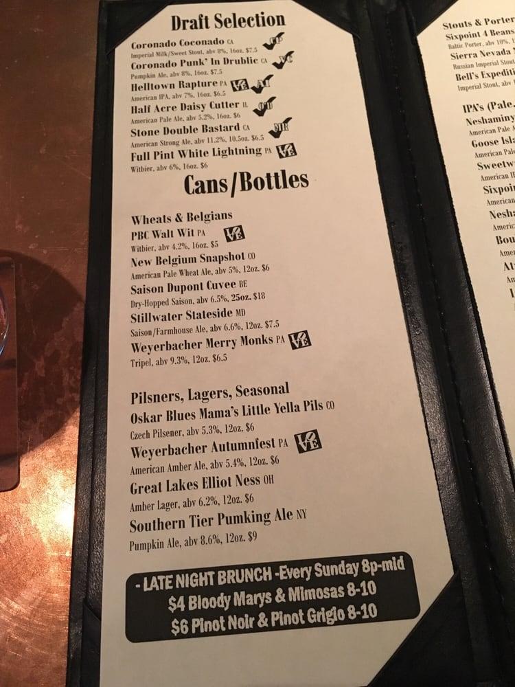 Menu at Lucky's Last Chance- Manayunk pub & bar, Philadelphia, Main St