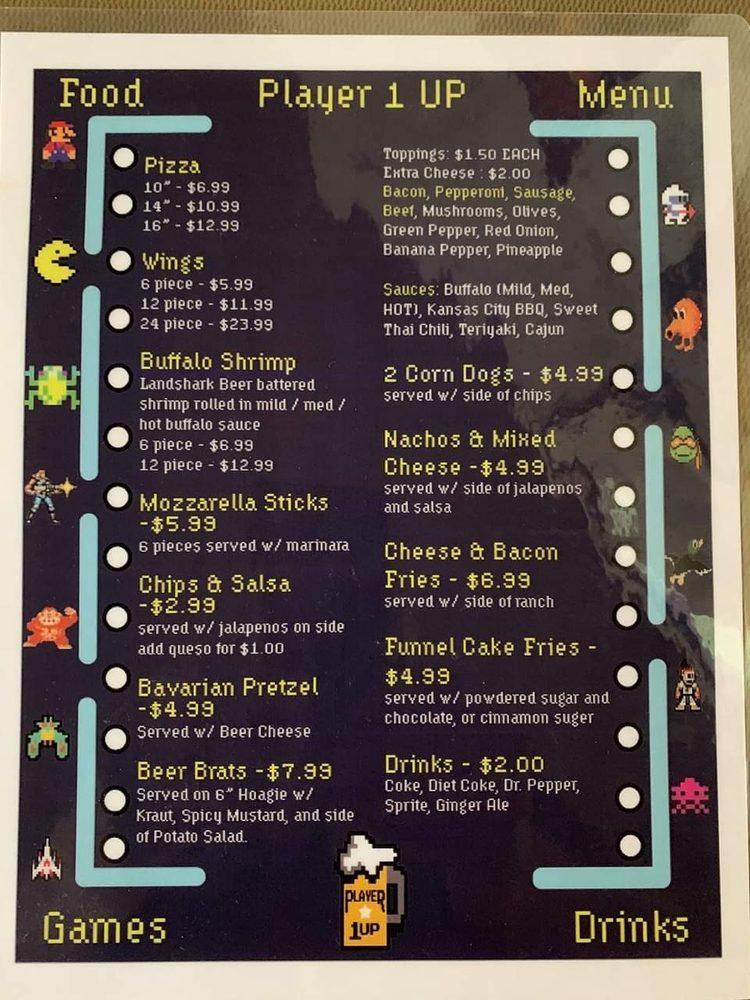 Menu at Player 1UP pub & bar, Rock Hill