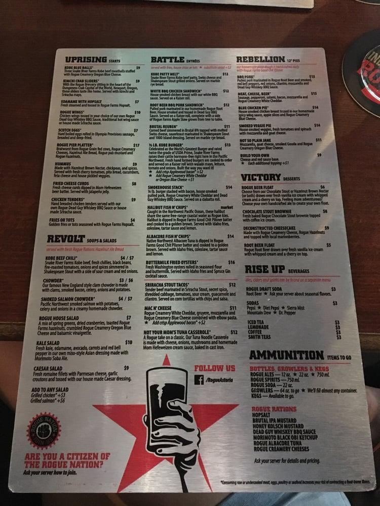 Menu at Rogue Pier 39 Public House, Astoria