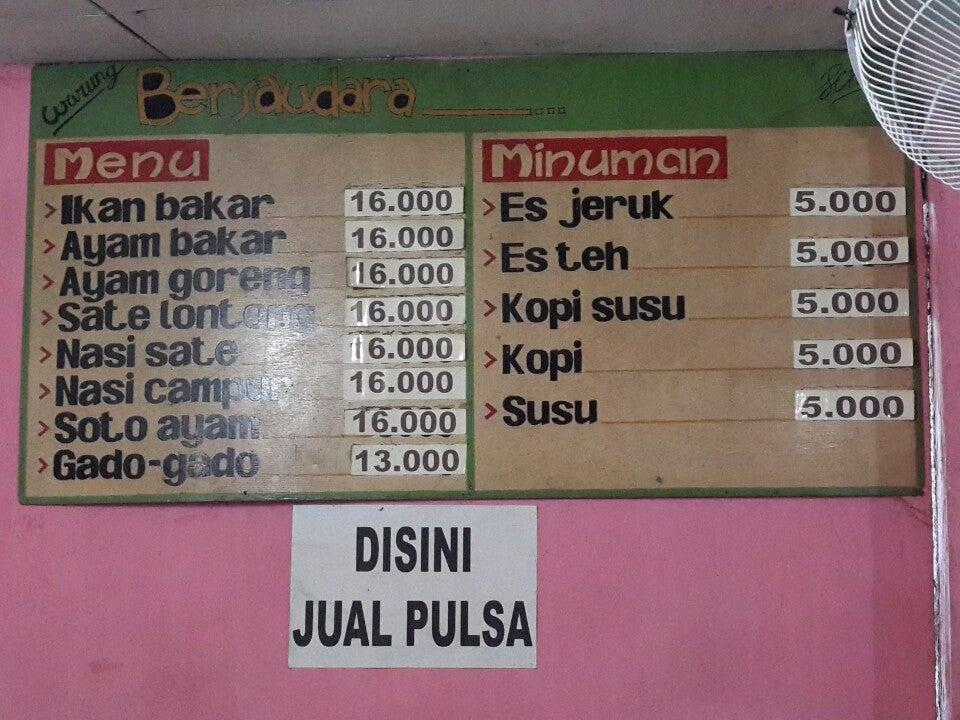 Menu at Rumah Makan Bersaudara restaurant, Palu