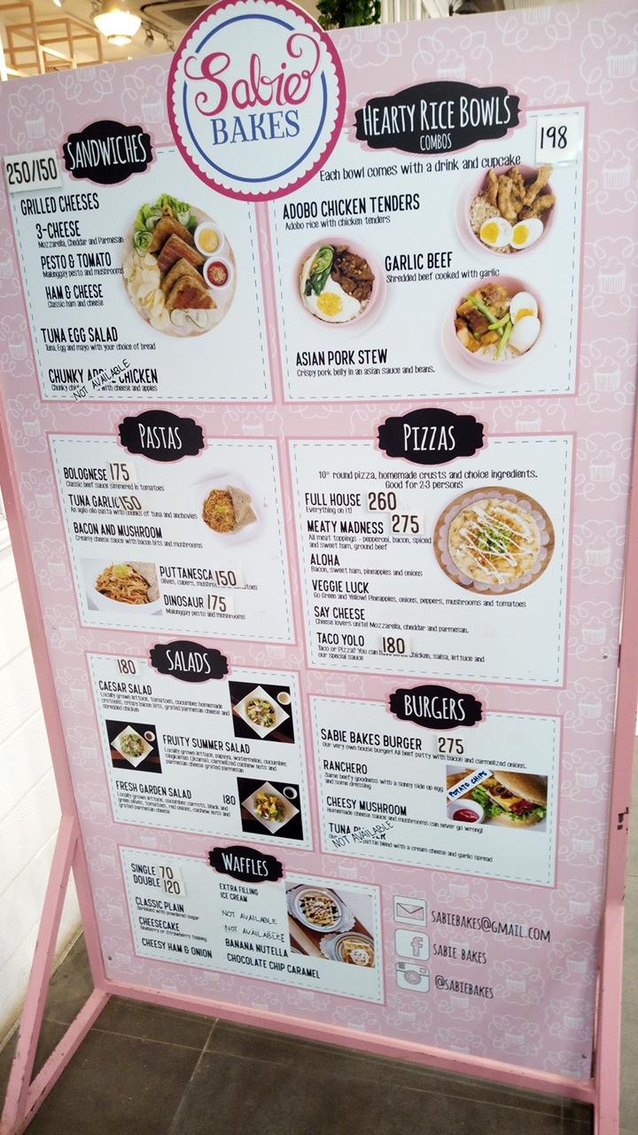 Menu at Sabie Bakes cafe, Puerto Princesa, PPVQ+CV3