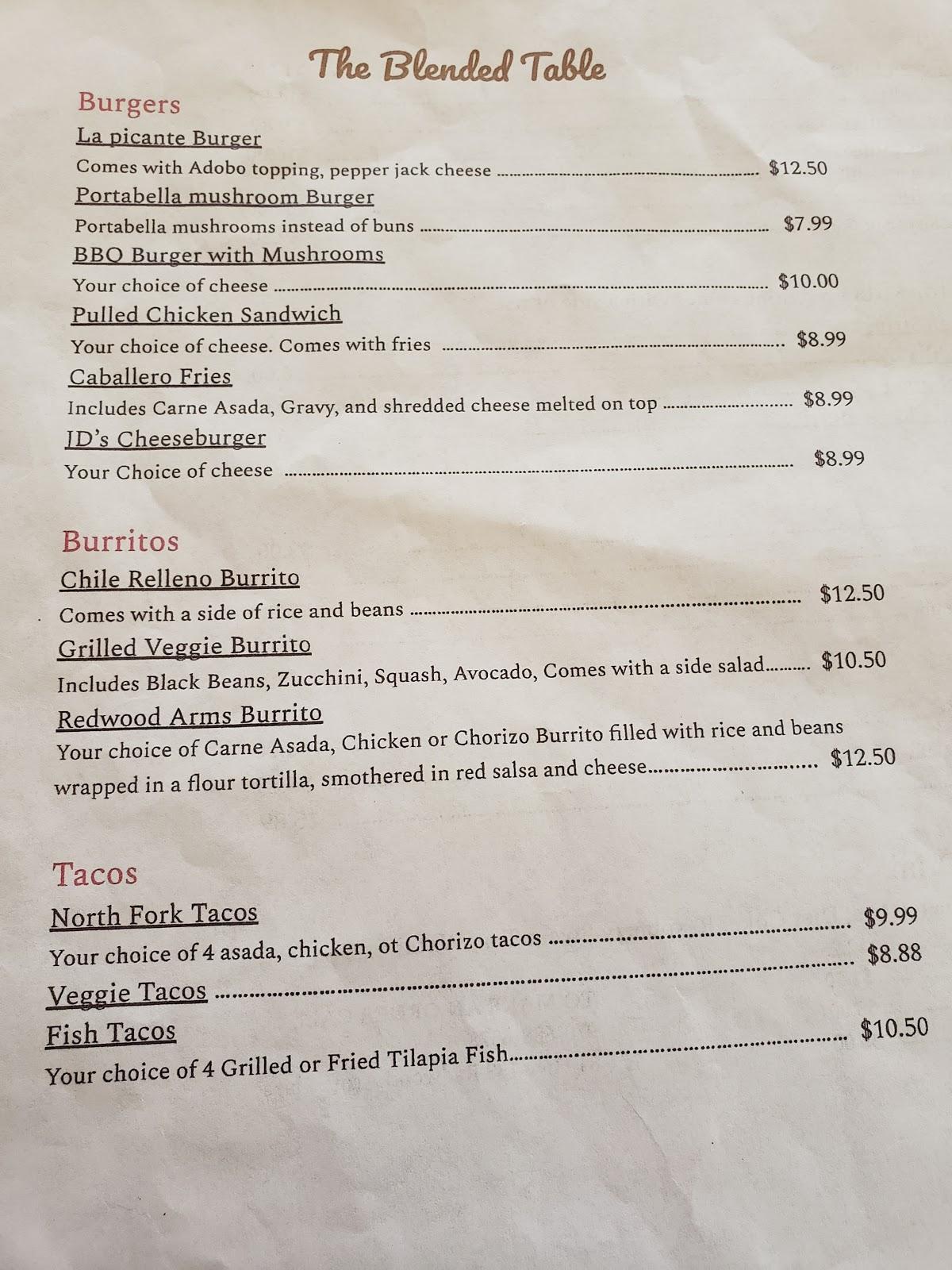 Menu at The Blended Table desserts, Paonia