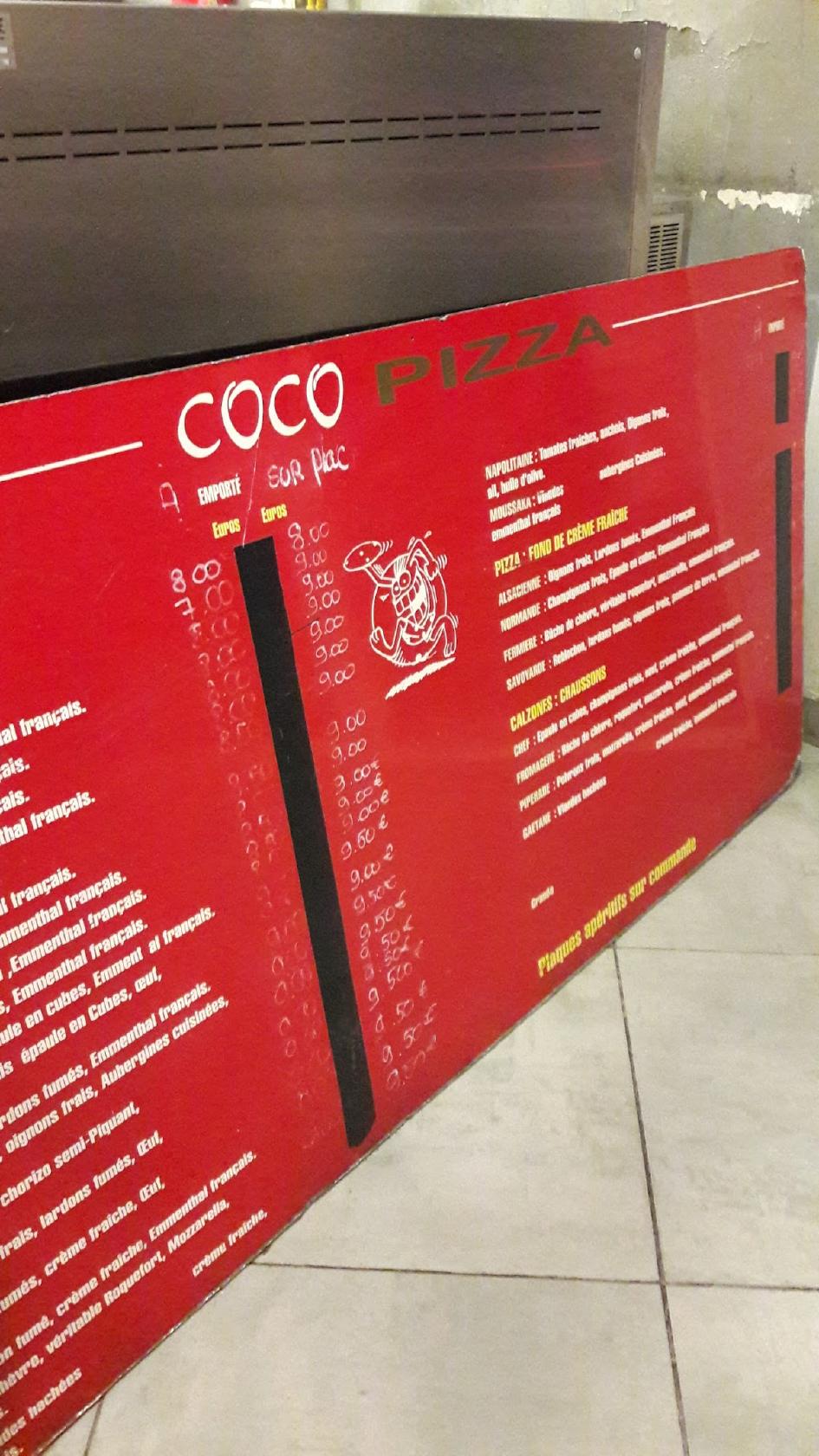 Menu au Coco Pizza pizzeria, Frontignan