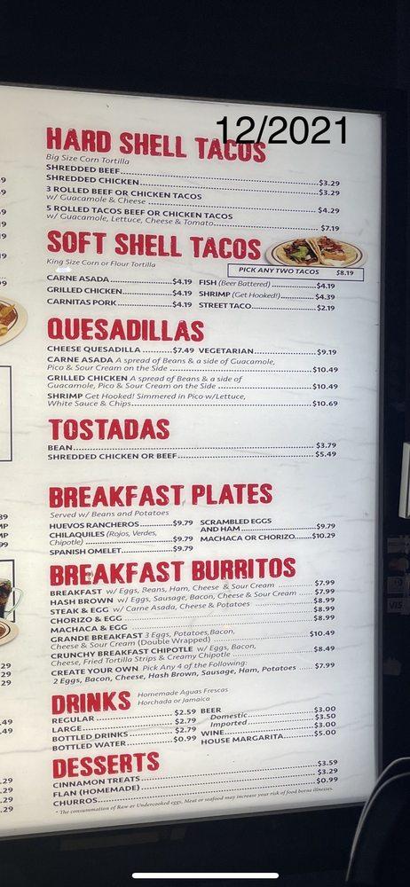 Menu at Señor Taco restaurant, Goodyear, 525 N Estrella Pkwy #101