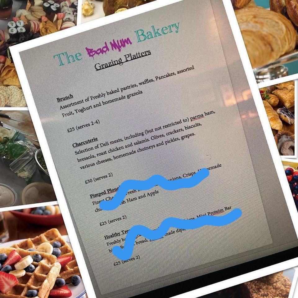 Menu at The Bad Mum Bakery, Glasgow