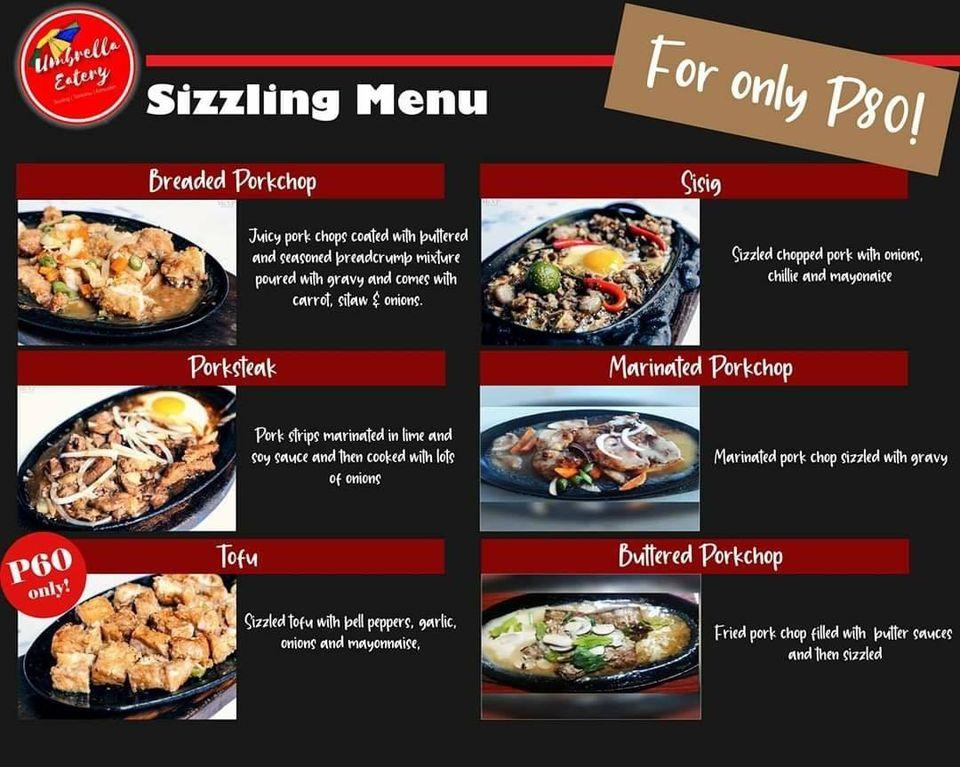 Menu at Umbrella Eatery restaurant, Biñan