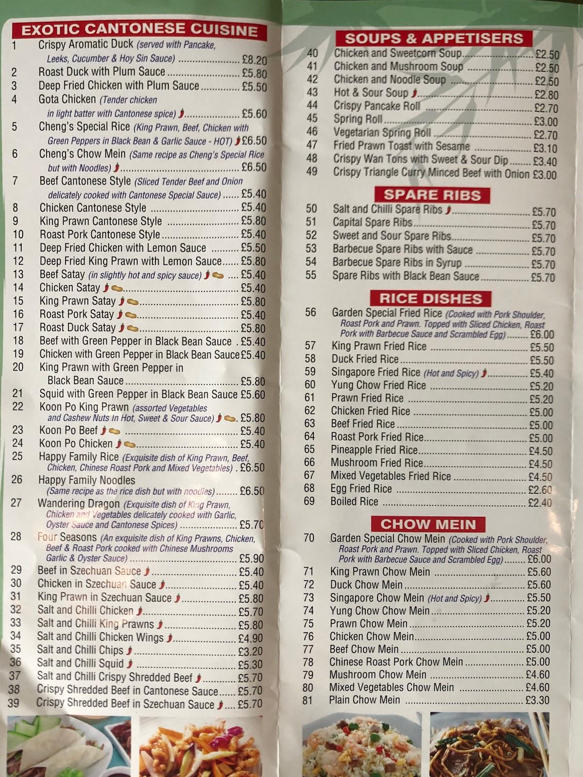 Menu at Chengs Garden fast food, Leicester, 66 Main St