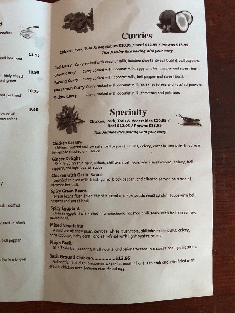 Menu at Ploy Thai Bistro BBQ, Cle Elum