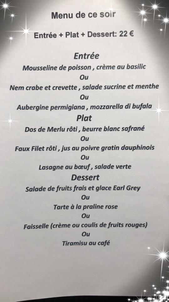 Menu at Ck’s Lounge restaurant, Lyon