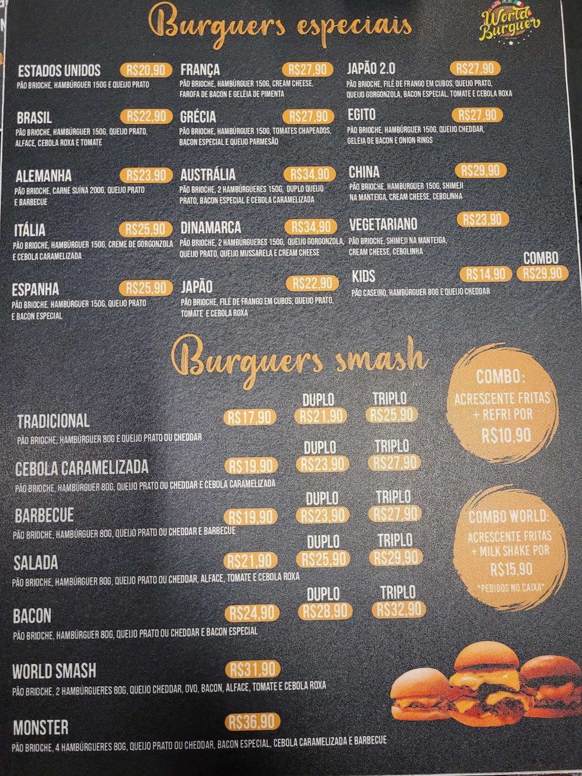 Carta del restaurante World Burguer Brotas, Brotas, Av. Mario Pinoti