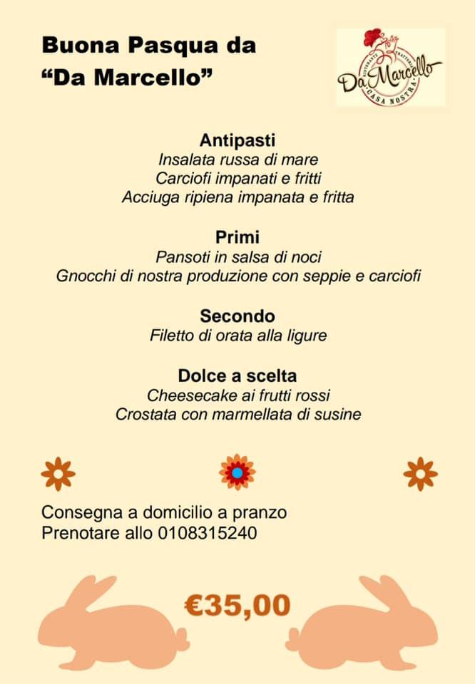 Menu da Da Marcello ristorante, Genova, Piazza Marassi