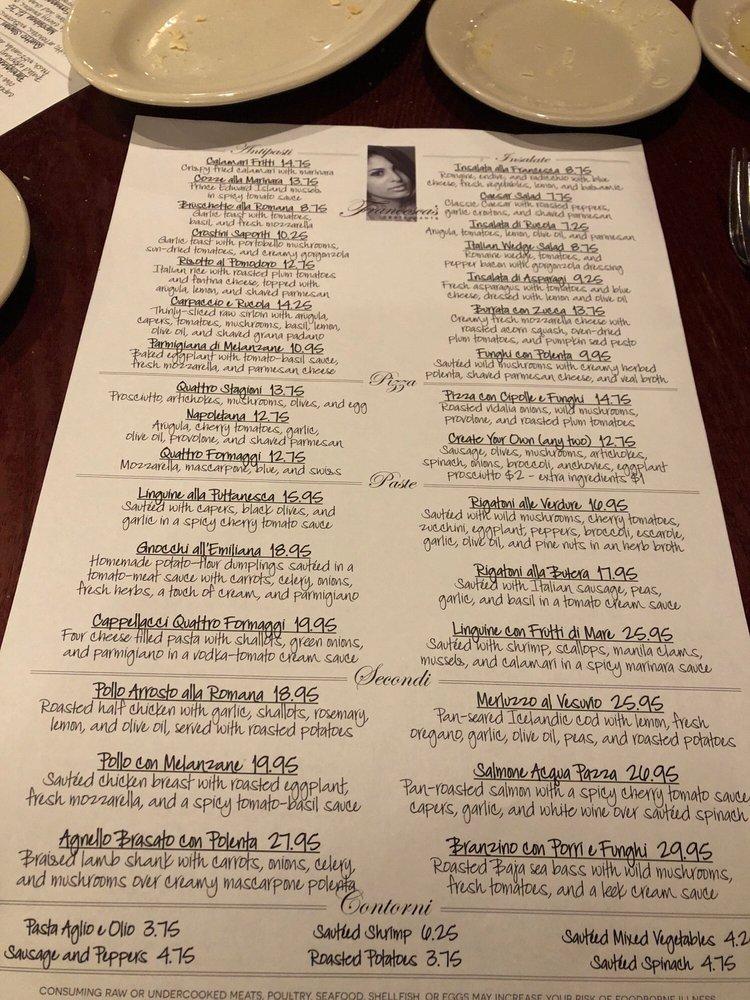 Menu at Francesca's Vicinato restaurant, Palos Park