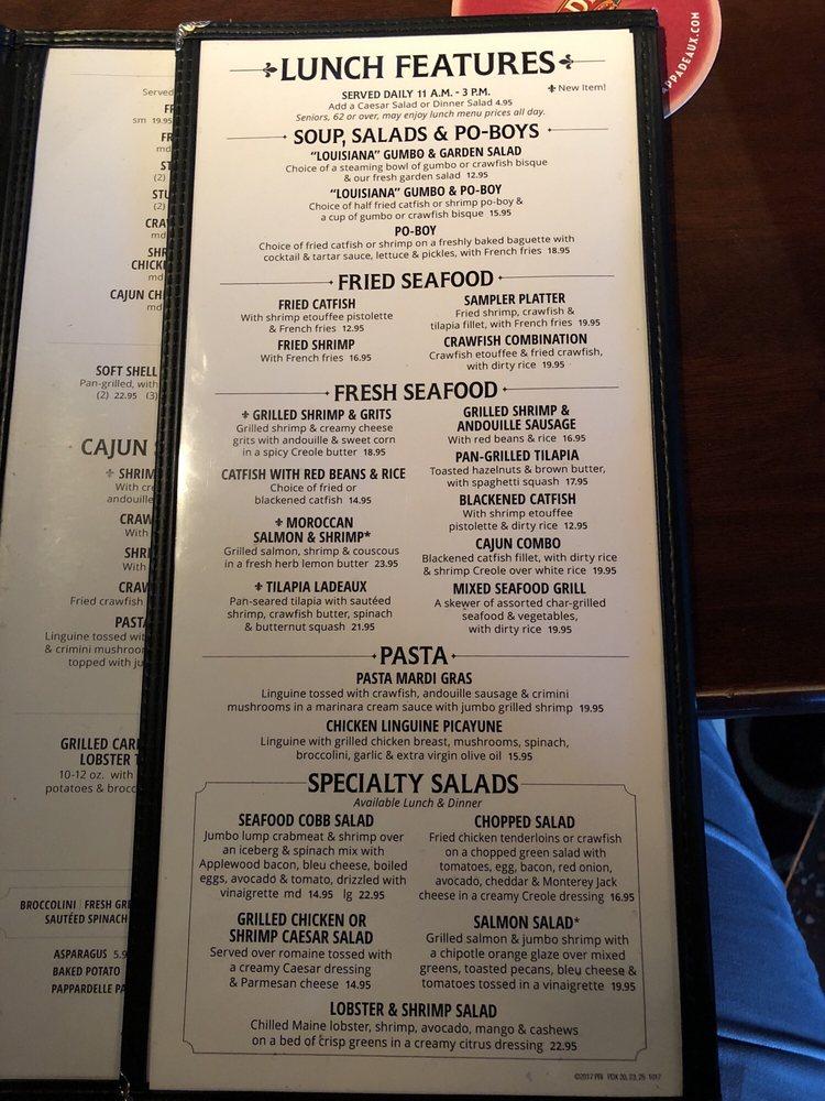 Menu at Pappadeaux Seafood Kitchen pub & bar, Albuquerque