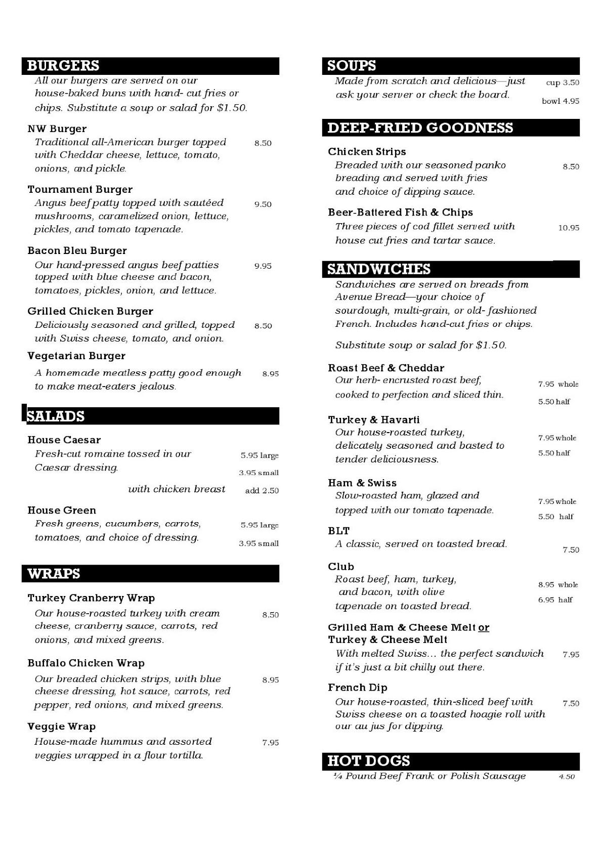 Carta de 9 Restaurant at North Bellingham Golf Course, Bellingham