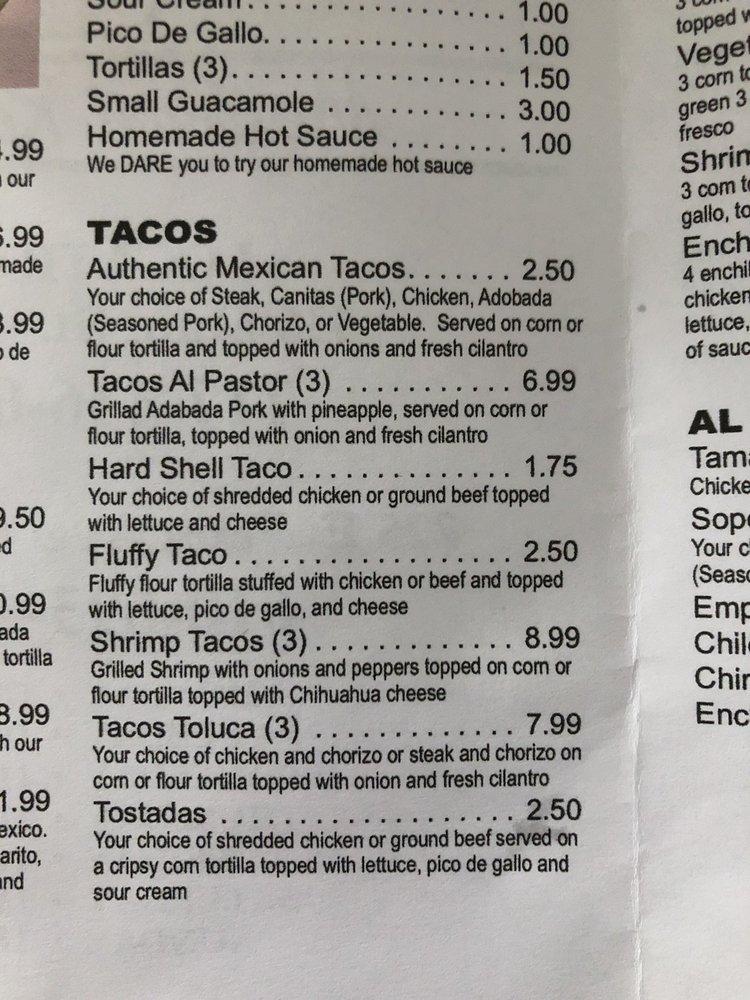Menu at Castañeda Mexican Restaurant, Robesonia, 225 E Penn Ave