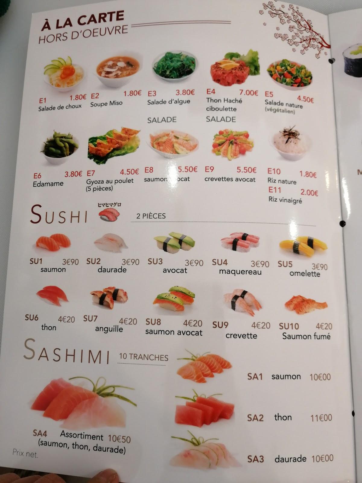 Menu at Poke fresh restaurant, Paris