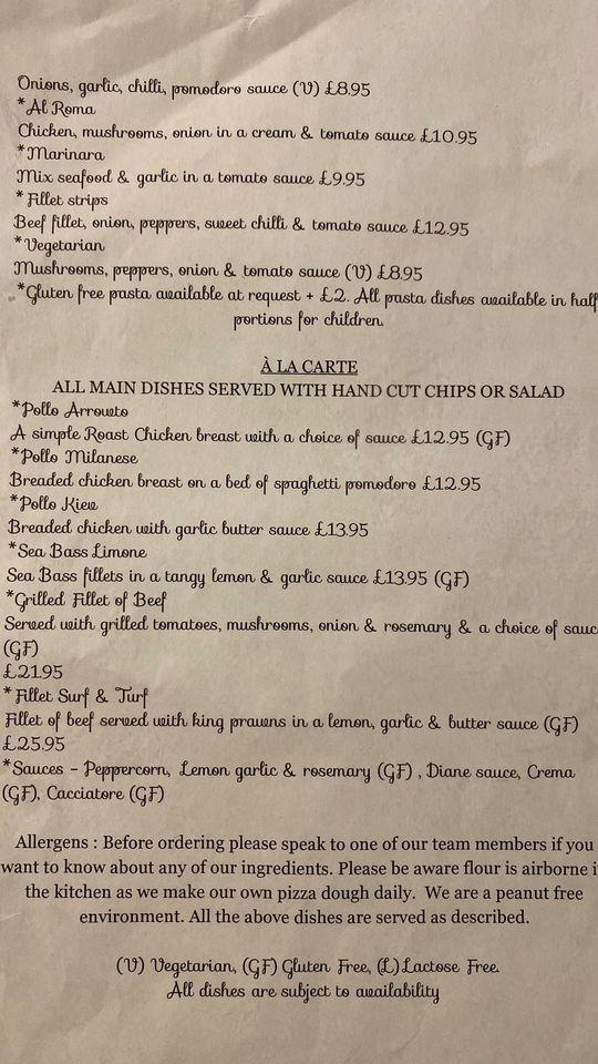 Menu at Blue Bell restaurant, Embleton, W.T.Stead Rd