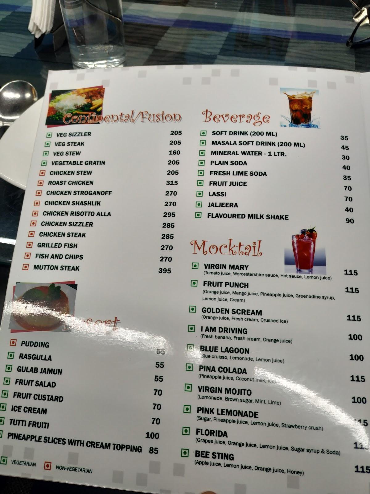 Menu at Squares Hotel Spectrum, Brahmapur