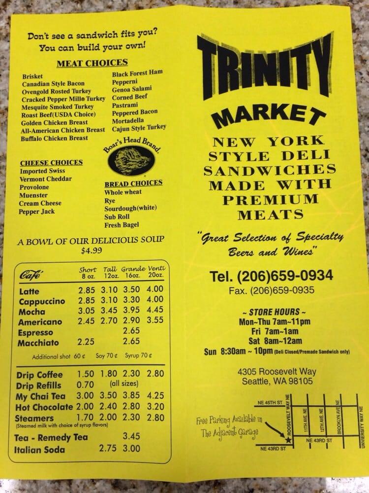 Menu at Trinity Market pub & bar, Seattle