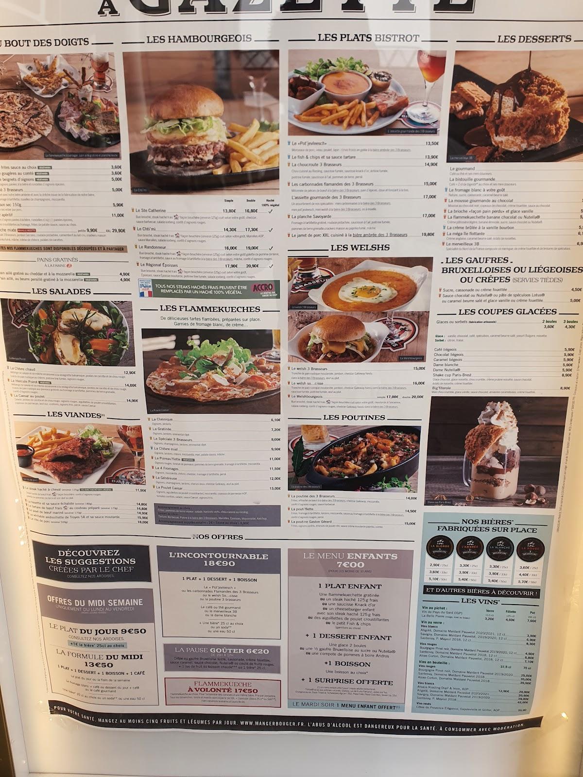 Menu au 3 Brasseurs Dijon - Toison d'Or restaurant, Dijon
