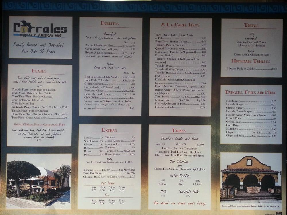 Menu at Corrales Mexican Food fast food, Ventura, 795 E Thompson Blvd