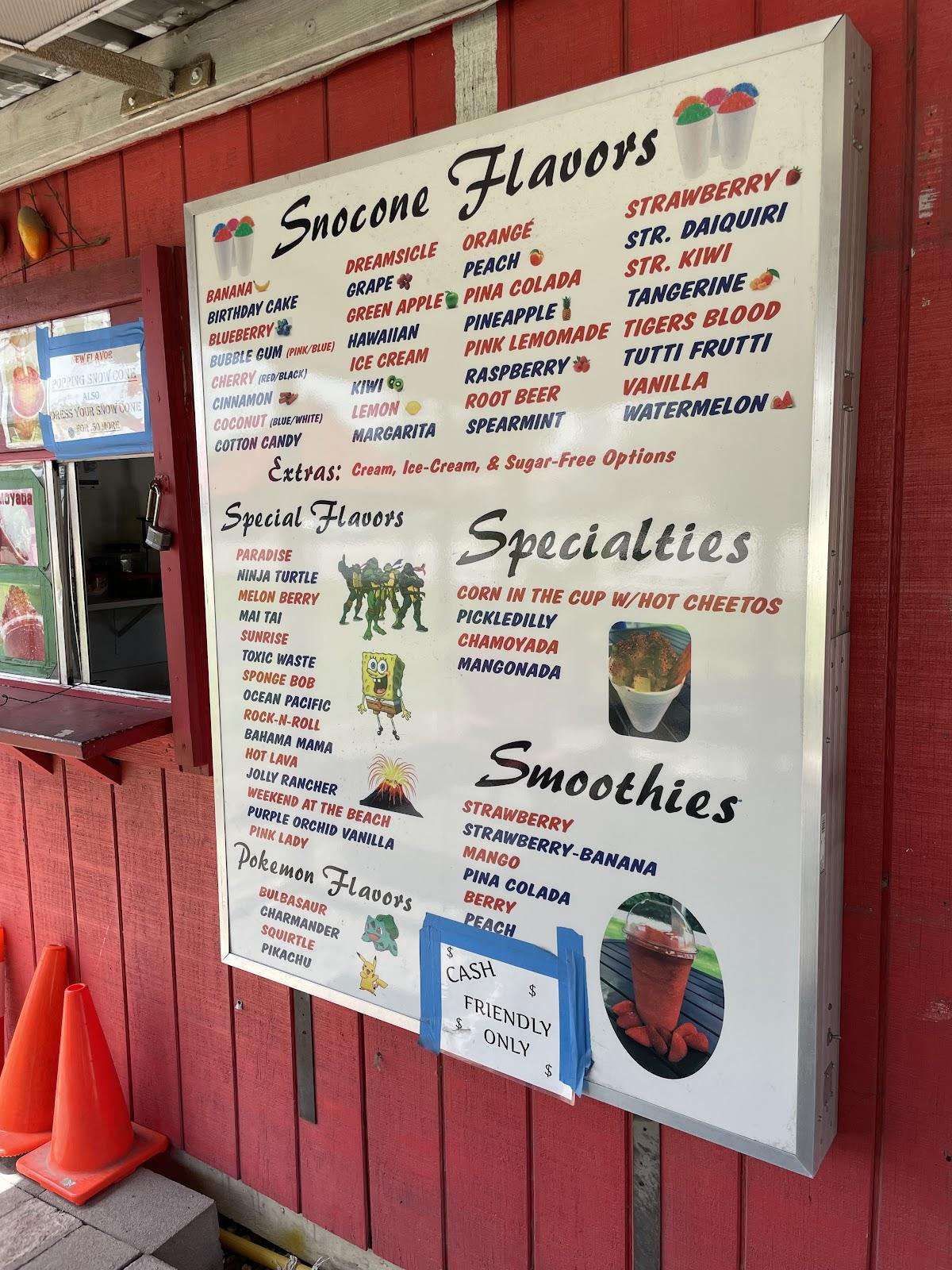 Menu at Mr. Frosty Sno Cones pub & bar, Houston