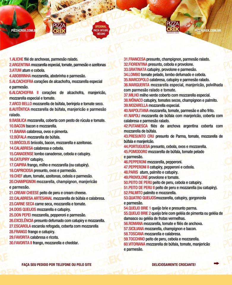 Menu em Pizza Crek pizzaria, São Paulo, Alameda Jau 476