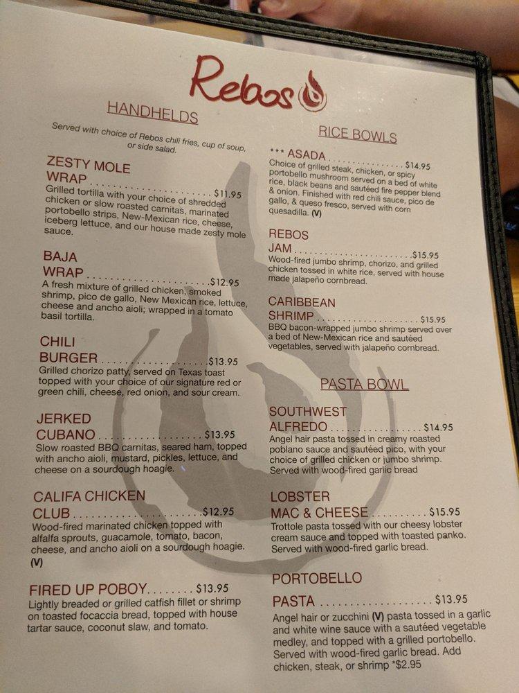 Menu at Rebos pub & bar, Sioux City