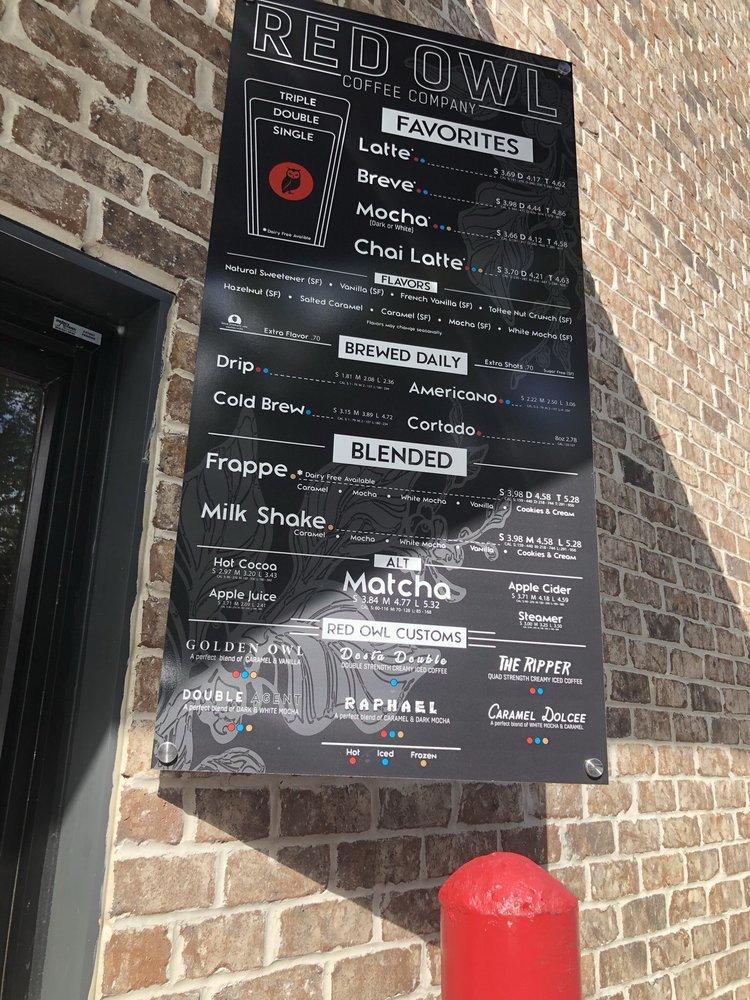 Menu at Red Owl Coffee Company, Tifton, Tift Ave N