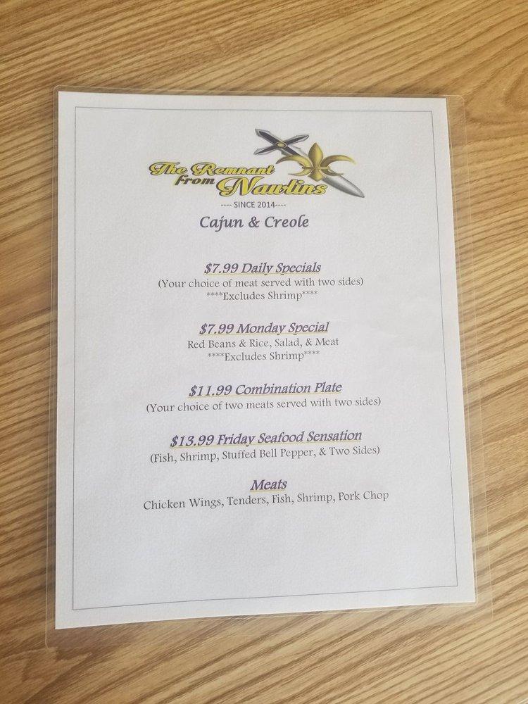 Menu at The Remnant Of Nawlins restaurant, Bryan