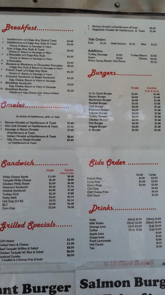Menu at 1/4 LB Giant Burger fast food, Oakland, International Blvd