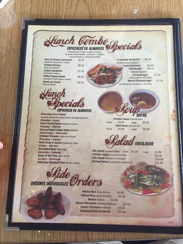 Menu at El Bohio Cuban Restaurant, Lantana, 101 S 3rd St