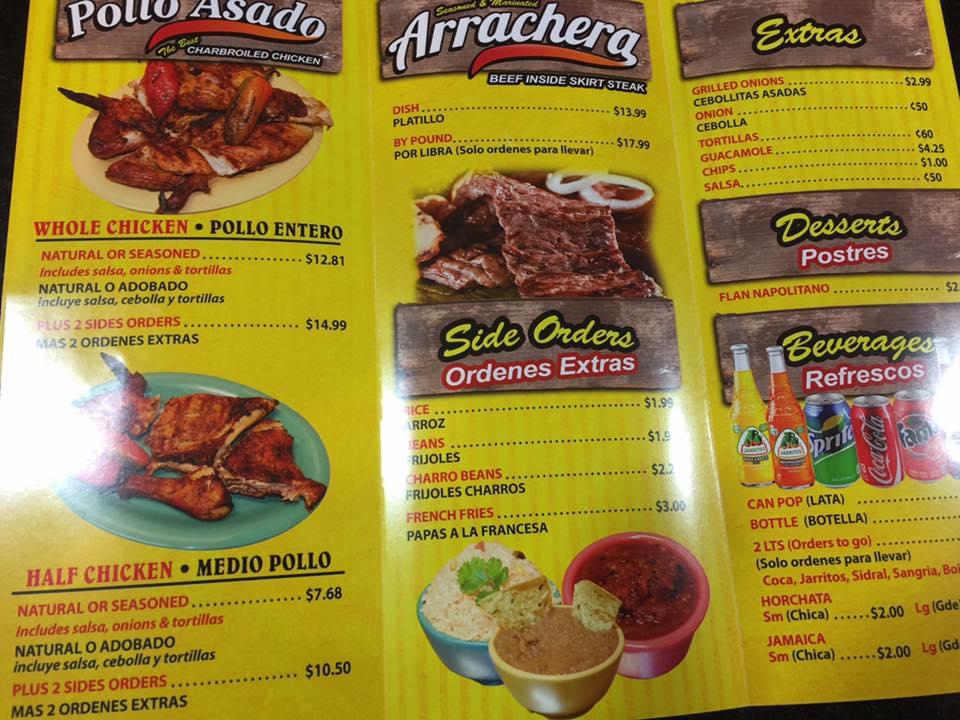 Menu at El Pollo Real restaurant, Chicago, W 31st St