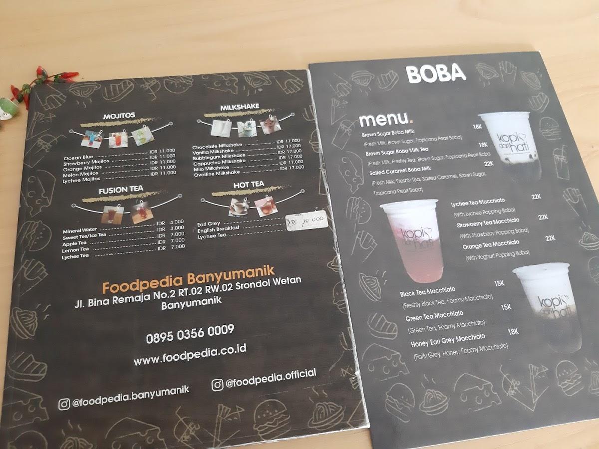 Menu at Foodpedia Banyumanik restaurant, Semarang