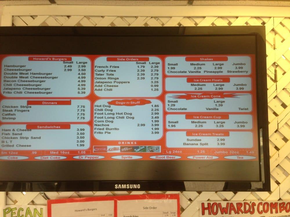 Menu at Howard's Drive In restaurant, Fort Stockton