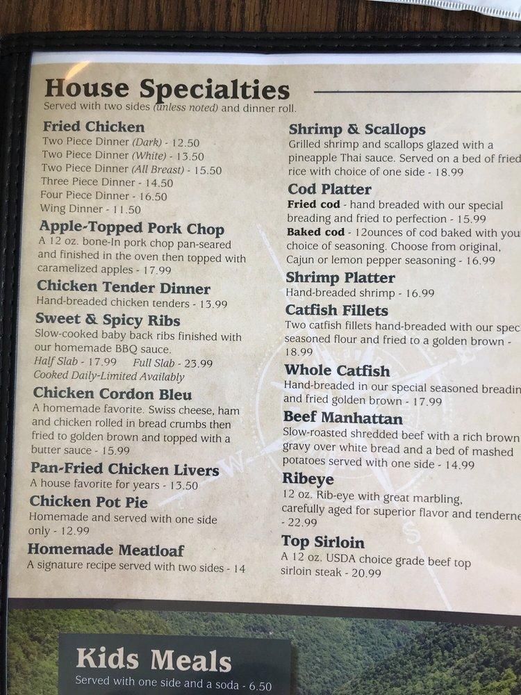 Menu at The Overlook Restaurant, Leavenworth