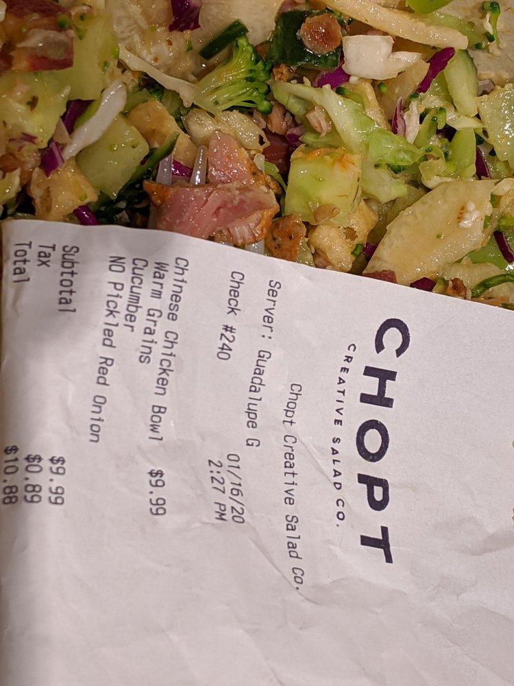 Menu at Chopt Creative Salad Co. restaurant, Atlanta, Piedmont Ave NE