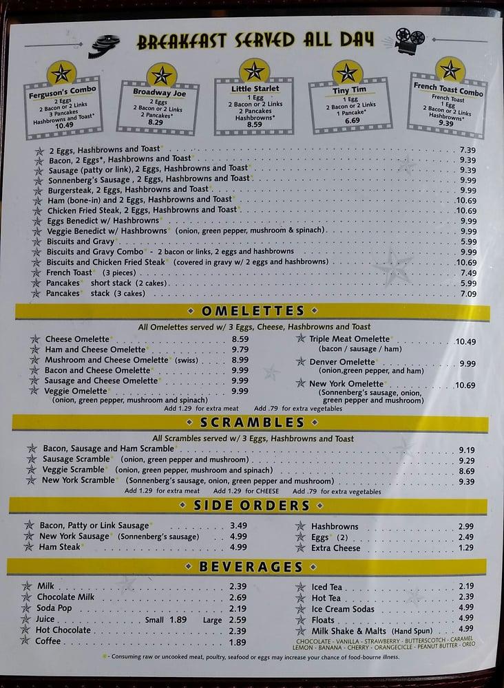 Menu at Fergusons Fountain Cafe, Spokane