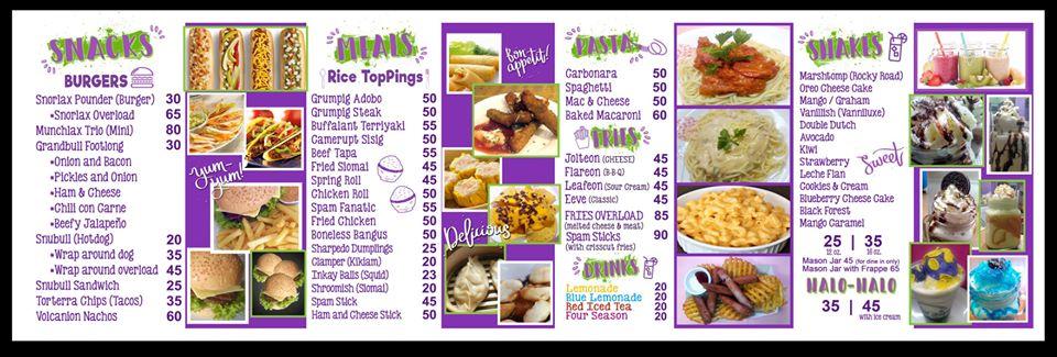 Menu at Hunger Ground Cafe, Manila