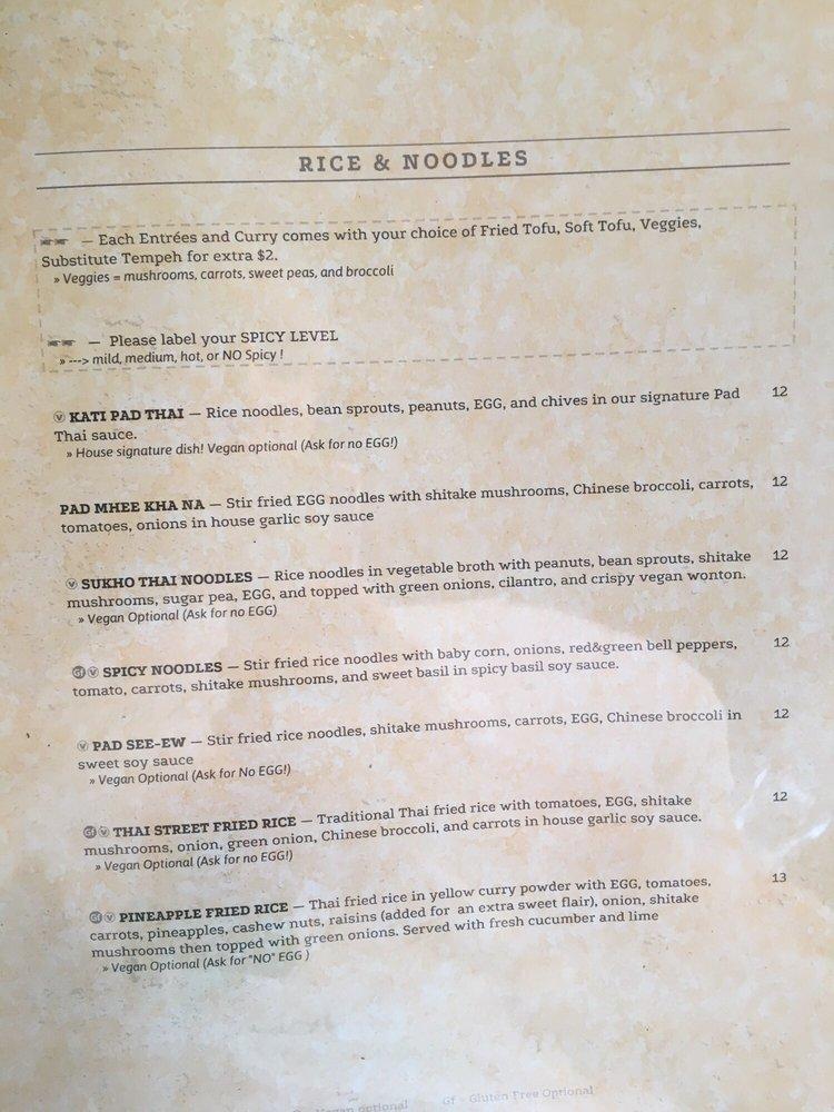 Menu at Kati Portland restaurant, Portland