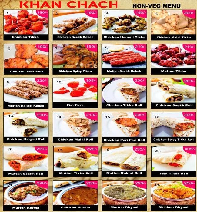 Menu at Khan Chacha, New Delhi, Epicuria mall