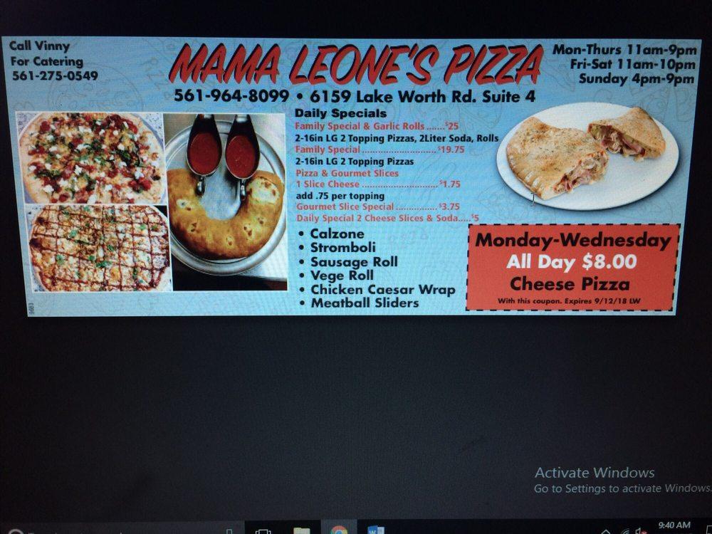 Menu at Mama Leone's Pizza pizzeria, Greenacres