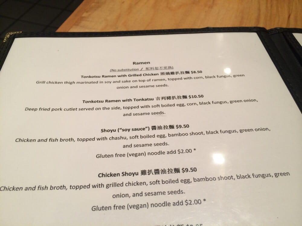 Menu at Sobo Ramen pub & bar, Oakland